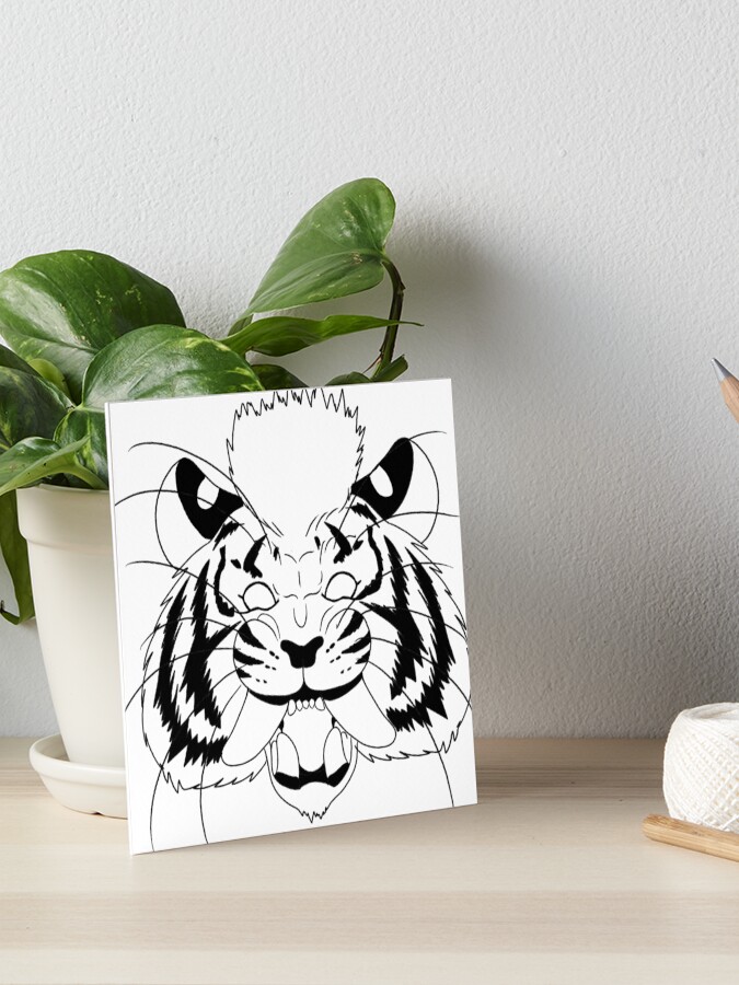 " sabertooth tiger black and white color version" Art Board Print for ...