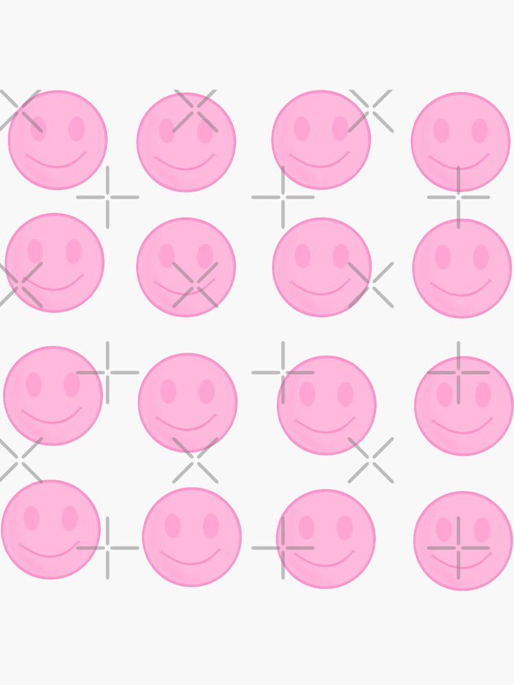"Pink smiley face sticker pack" Sticker for Sale by Amyiasart | Redbubble