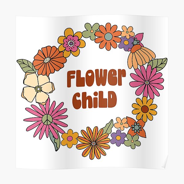 Póster «Gráfico retro de Flower Child-70s» de Sudevi | Redbubble