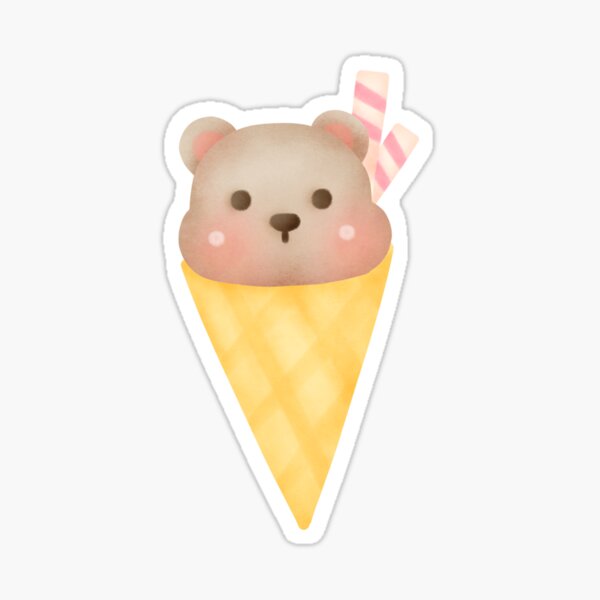 "Kawaii Teddy Bear Ice Cream Cone" Sticker for Sale by SimplyyUnique ...