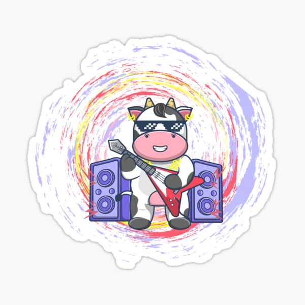 "Cow playing guitar" Sticker for Sale by riyaghorai | Redbubble