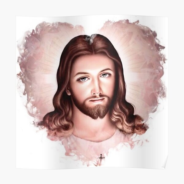 "The face of Jesus Christ in a heart shape." Poster for Sale by omg ...