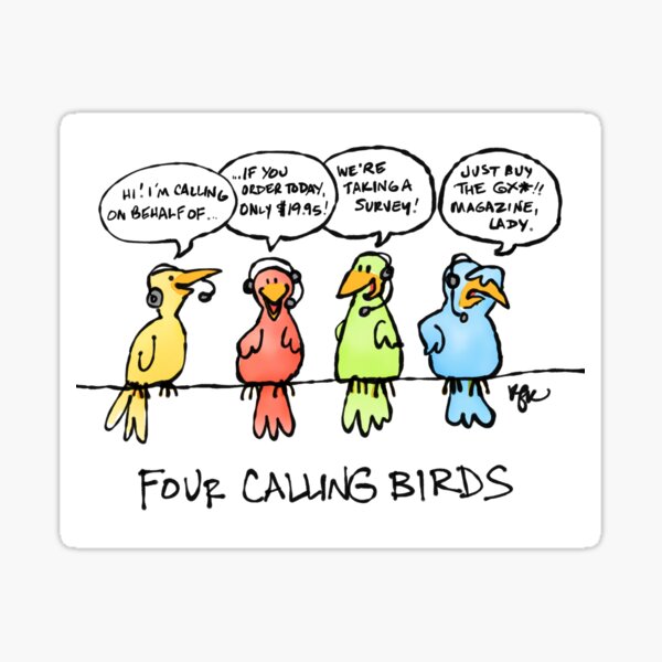 "Four Calling Birds" Sticker for Sale by katkuo | Redbubble
