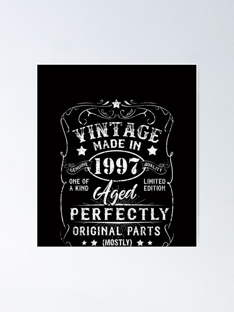 "Vintage Made In 1997 Retro Classic 25th Birthday Decorations" Poster ...