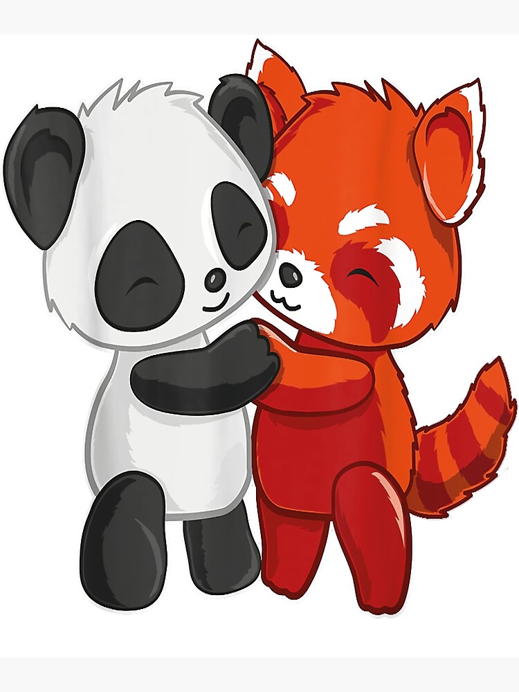 "Chibi Panda Bear Hugs Red Panda - Cute Kids Sticker" Poster for Sale by Davidbrewsters | Redbubble