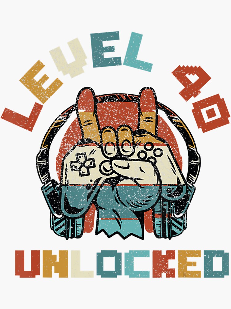 "Retro Vintage 40Th Birthday Gamer Level 40 Unlocked" Sticker by ...