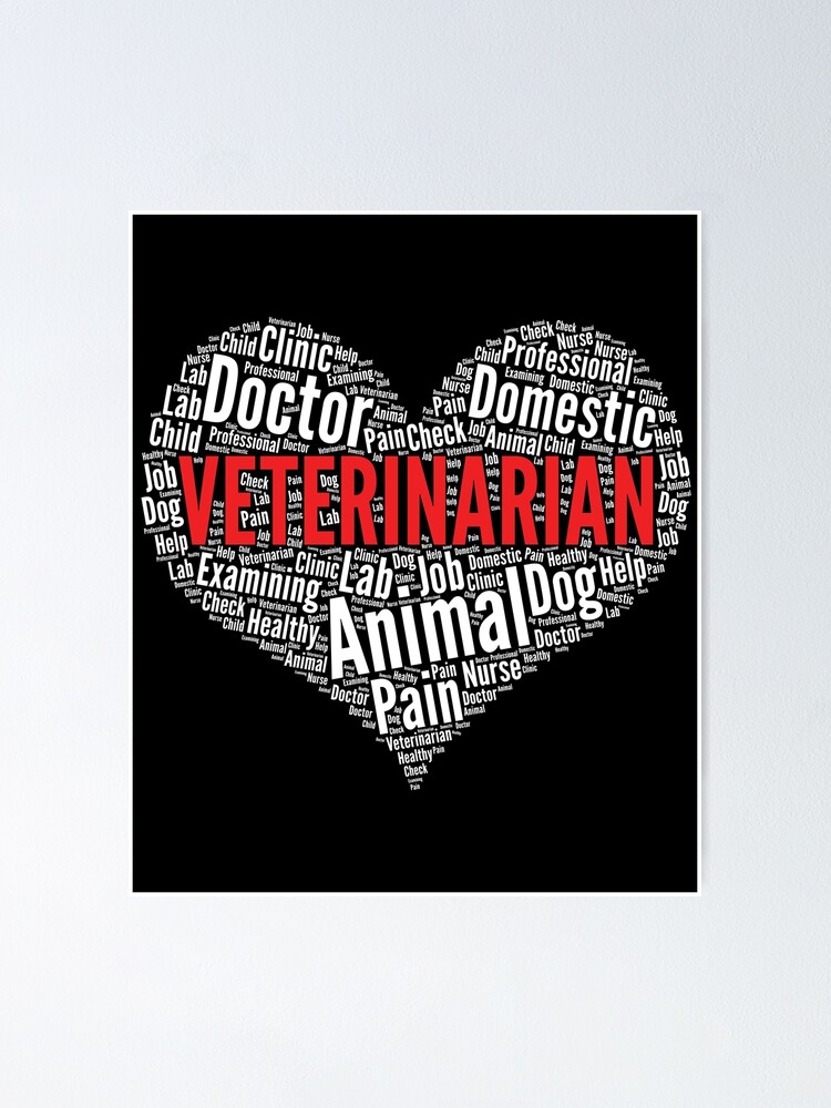 "Veterinarian Heart Shape Word Cloud Design graphic" Poster for Sale by ...
