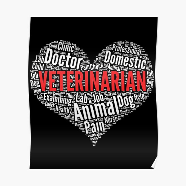 "Veterinarian Heart Shape Word Cloud Design graphic" Poster for Sale by ...