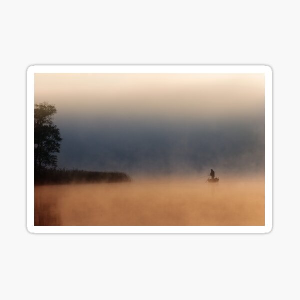 "Lone fisher in quiet morning fog" Sticker for Sale by ArlettaCwalina ...