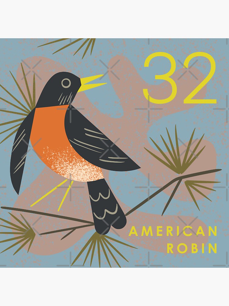 "Robin Postage Stamp" Sticker for Sale by rlthull | Redbubble