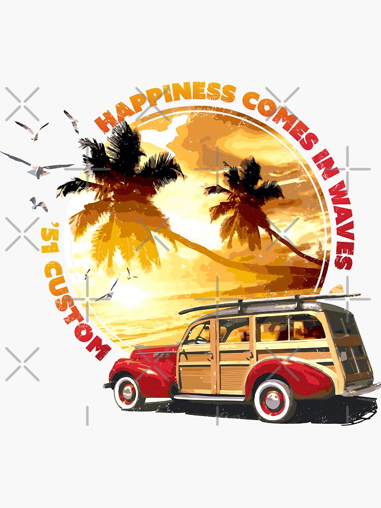 "Vintage Woodie Surf Wagon Design" Sticker for Sale by GraphicAlchemy ...