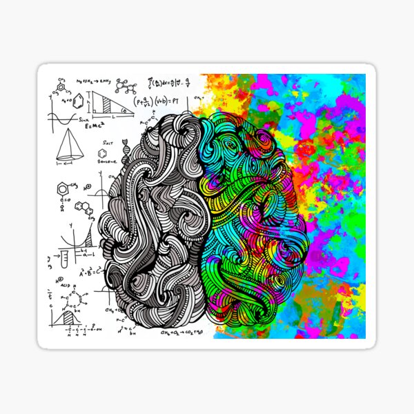 "Right Brain Left Brain Thinker" Sticker by ScientfcAffairs | Redbubble