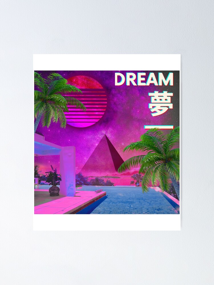 "Aesthetic Vaporwave Dream. Electric Paradise with Pyramids graphic ...