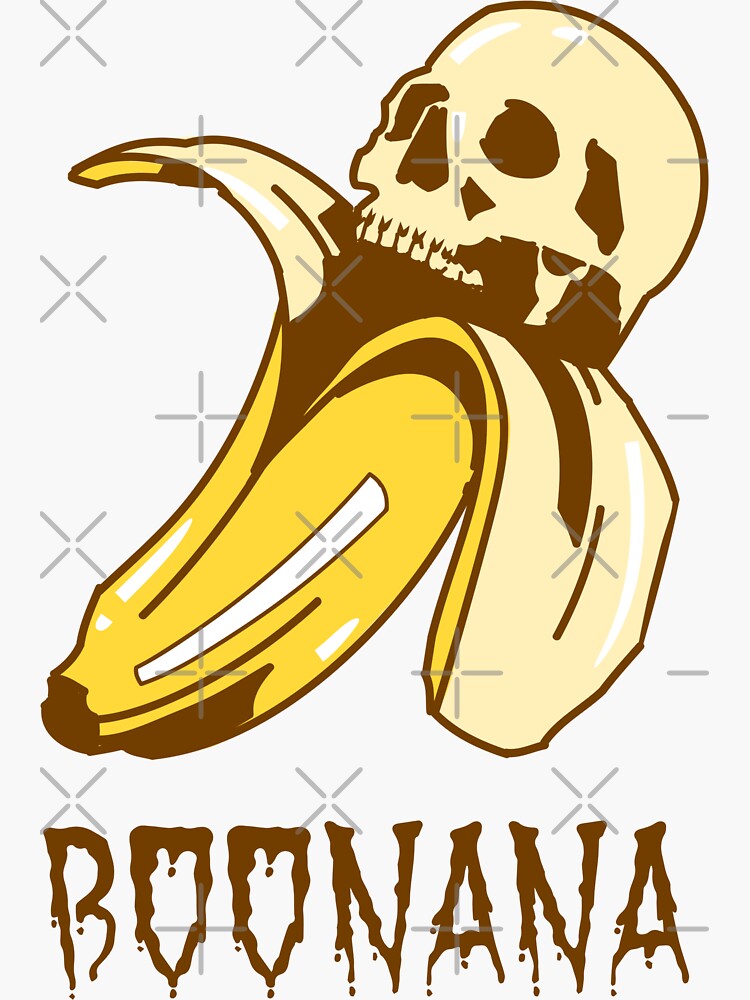 "Boonana. Scary Banana Skull Halloween" Sticker for Sale by Rebel ...