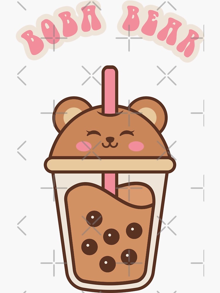 "Boba Bear" Sticker by SosoShopDesign | Redbubble