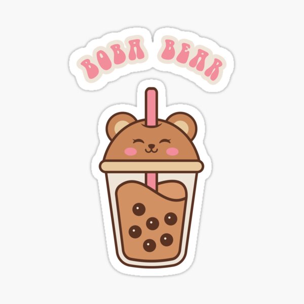 "Boba Bear" Sticker by SosoShopDesign | Redbubble
