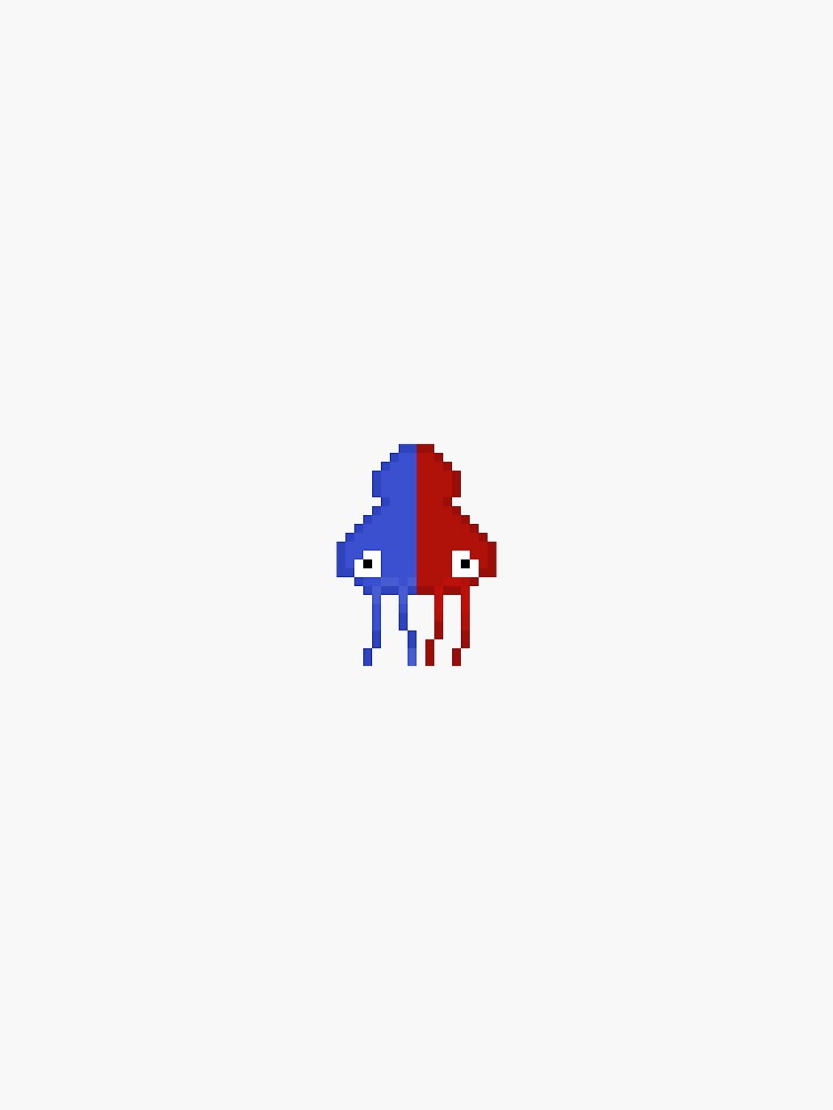 "Red and Blue Squid Pixel Art" Sticker for Sale by Voyax | Redbubble