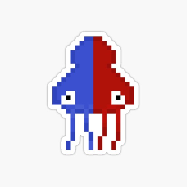 "Red and Blue Squid Pixel Art" Sticker for Sale by Voyax | Redbubble