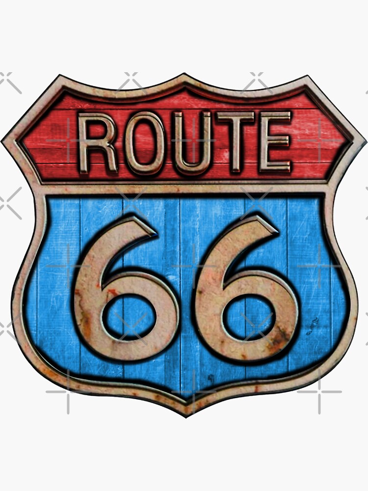 Pegatina «Cartel vintage de la ruta 66 - Señalización de madera» de ...