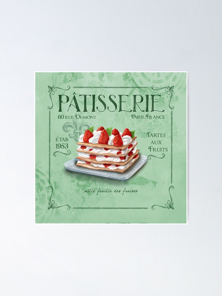 "French Patisserie Art, French Decor, Strawberry Pastry" Poster for ...