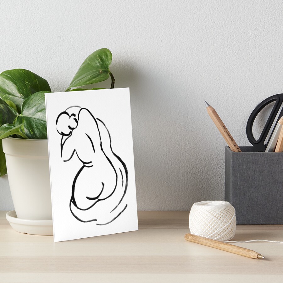Female Nude Sketch Outline Carl Newman Art Board Print For Sale By