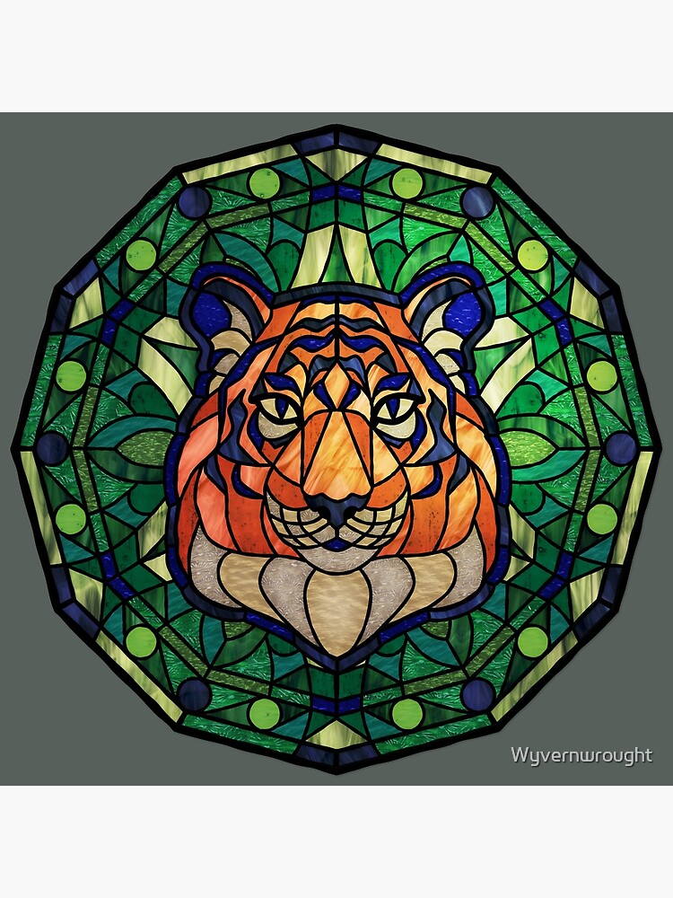 "Tiger Green Polygon Stained Glass" Poster for Sale by Wyvernwrought ...