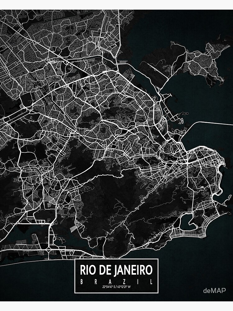 "Rio de Janeiro City Map of Brazil - Dark" Poster for Sale by deMAP ...