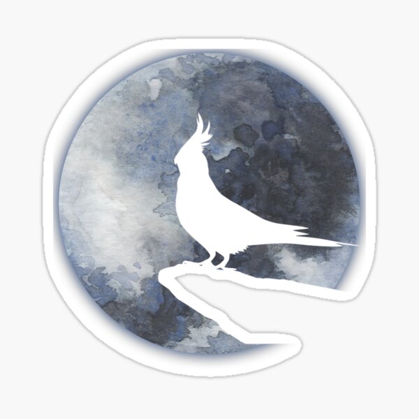 "Cockatiel Silhouette Apparel Cockatiel Parrot Bird Moon" Sticker for ...