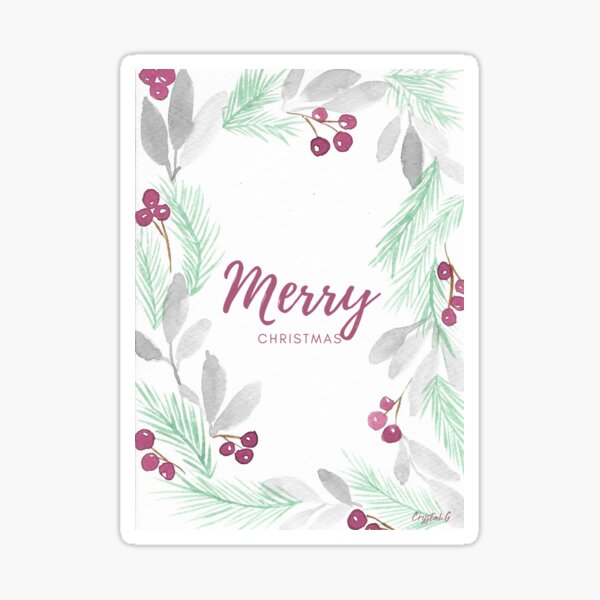 "Hand Painted Watercolour Christmas Holly Border" Sticker for Sale by ...