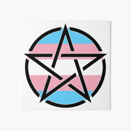 "Trans Pride Pentagram - Black Line w/White Outline - (Under, Over ...