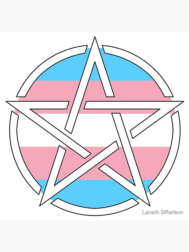 Lámina fotográfica «Pentagrama Trans Pride - Línea blanca con contorno ...