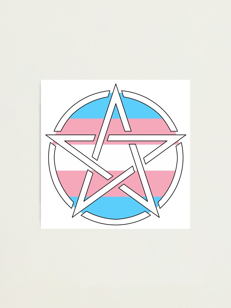 Lámina fotográfica «Pentagrama Trans Pride - Línea blanca con contorno ...