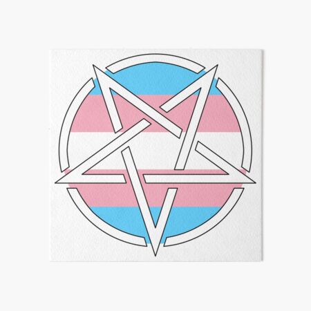 "Inverted Trans Pride Pentagram - White Line w/Black Outline - (Over ...