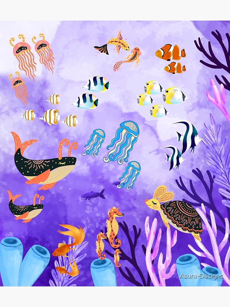 "watercolor ocean marine life" Poster for Sale by Asura-Designs | Redbubble