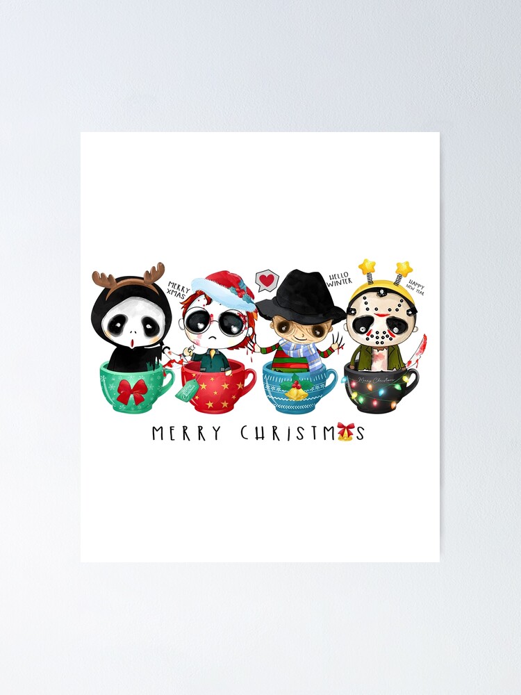 "Horror Movie Chibi Christmas" Poster for Sale by KRYSTAL-MED | Redbubble