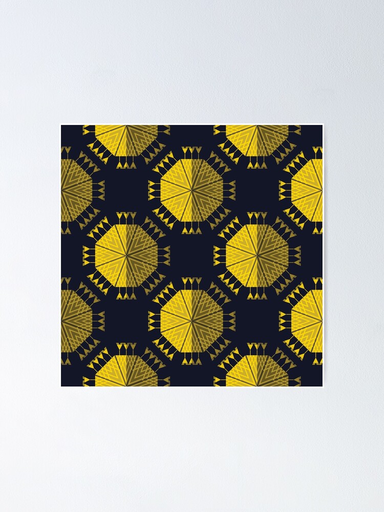 "Black and gold African tribal textile pattern art." Poster for Sale by ...