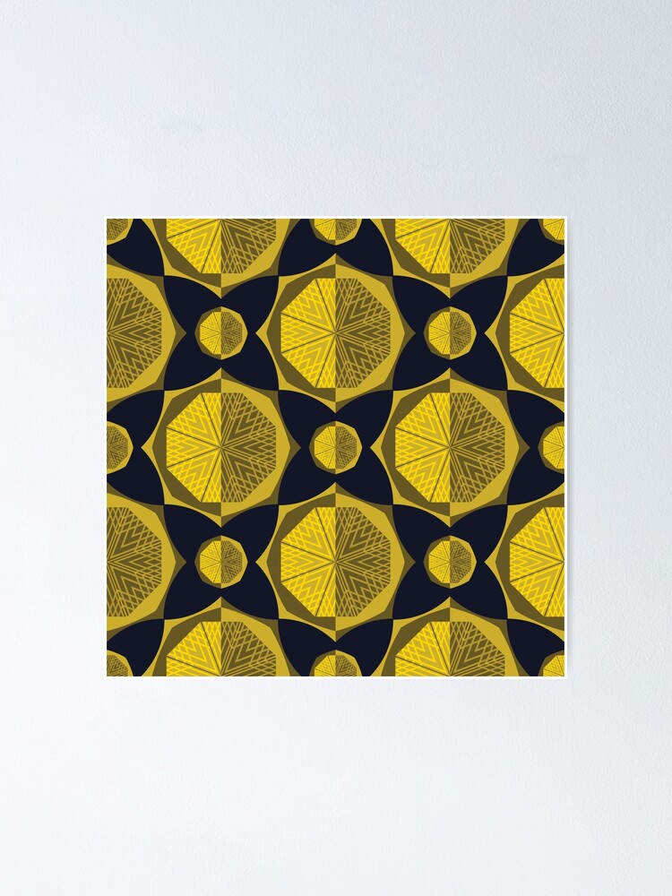 "Black and gold African tribal textile pattern art" Poster for Sale by ...