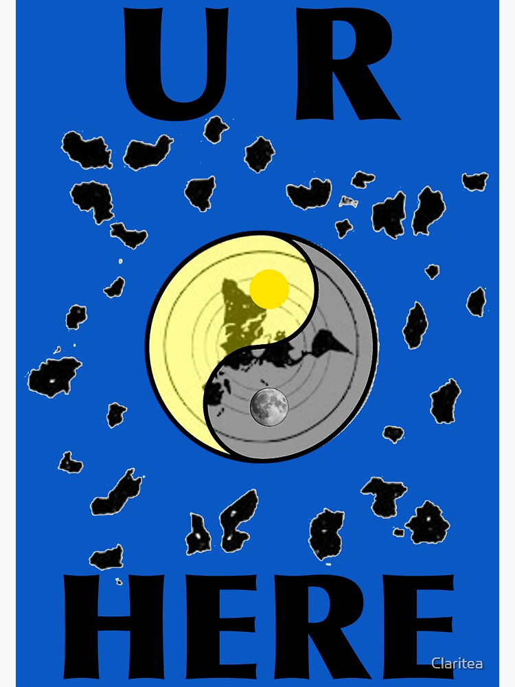 "U R HERE, FLAT EARTH MAP" Sticker by Claritea | Redbubble