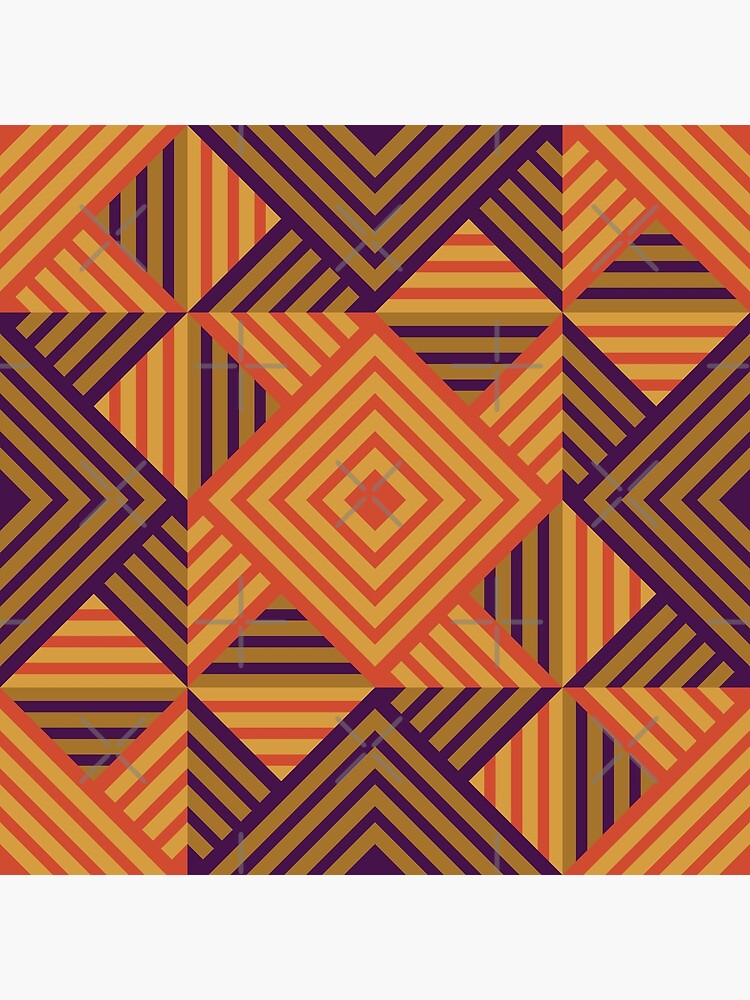 "Geometric orange purple pattern, vintage retro textile pattern art ...