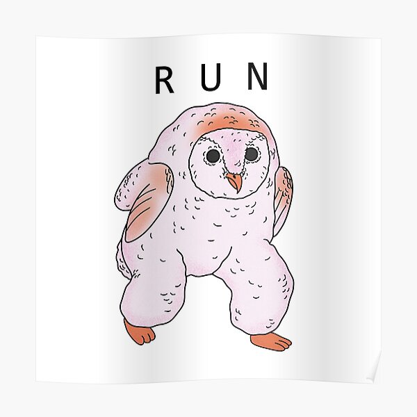 "Running Owl Meme" Poster for Sale by feannaart | Redbubble