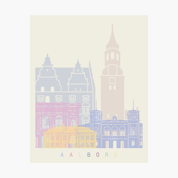 "Aalborg skyline poster soft color" Photographic Print for Sale by ...