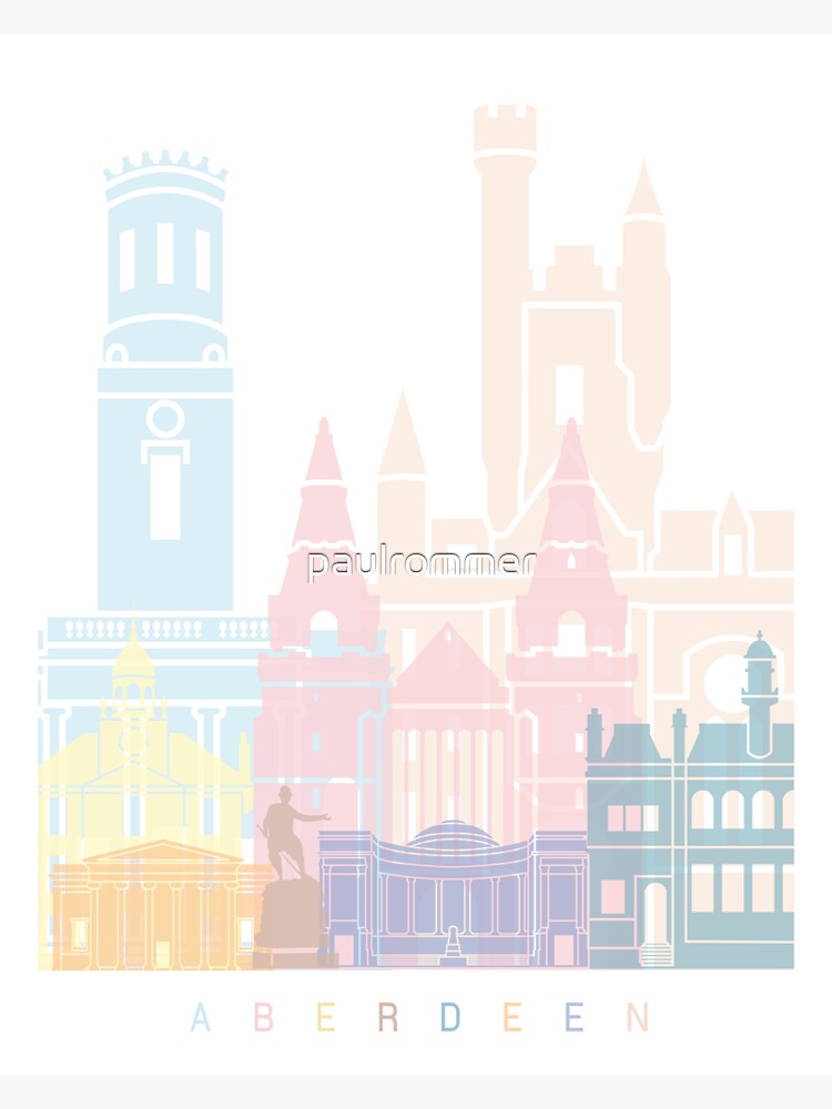 "Aberdeen skyline poster" Sticker for Sale by paulrommer | Redbubble
