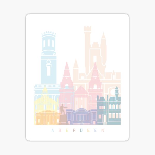 "Aberdeen skyline poster" Sticker for Sale by paulrommer | Redbubble