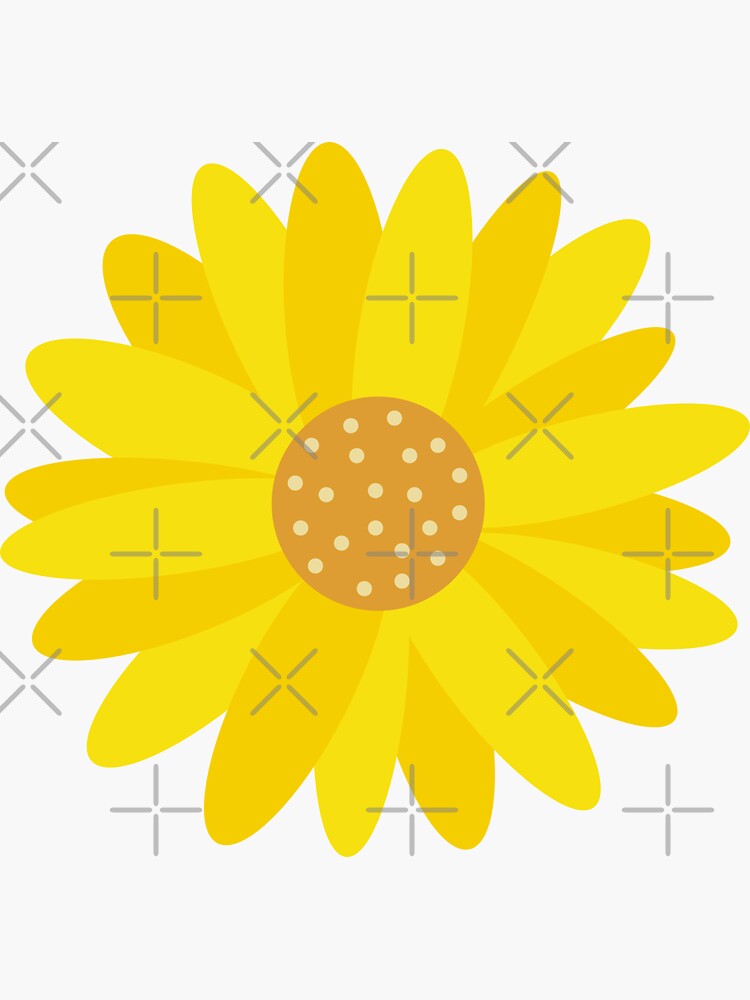 " Minimal Yellow Sunflower Flower Cartoon Illustration " Sticker by ...
