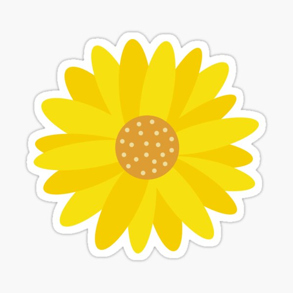 " Minimal Yellow Sunflower Flower Cartoon Illustration " Sticker by ...