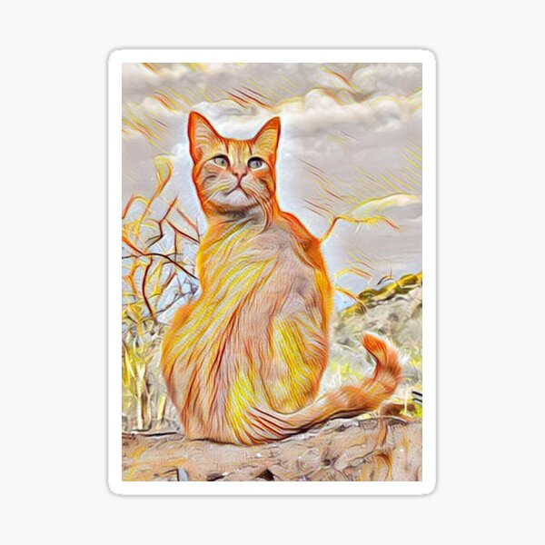 "Wistful Yellow Cat" Sticker for Sale by Wilderness-art | Redbubble