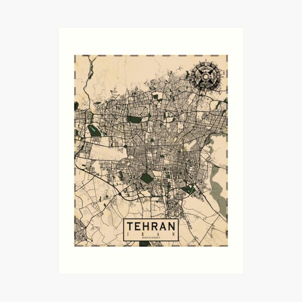 "Tehran City Map of Iran - Vintage" Art Print for Sale by deMAP | Redbubble