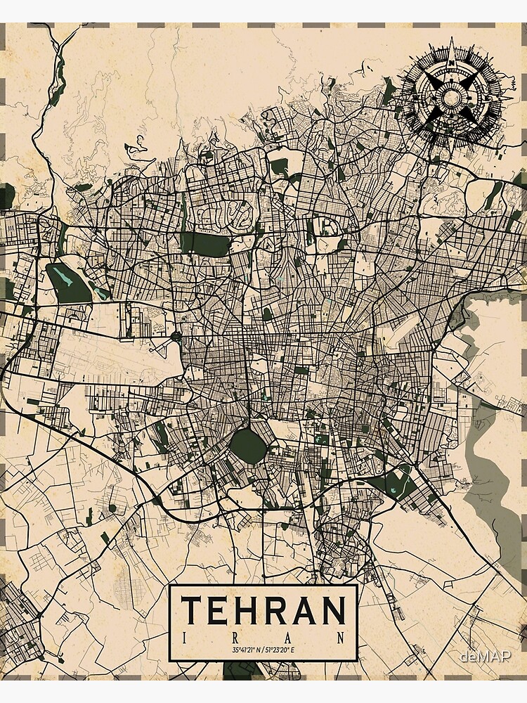 "Tehran City Map of Iran - Vintage" Poster for Sale by deMAP | Redbubble