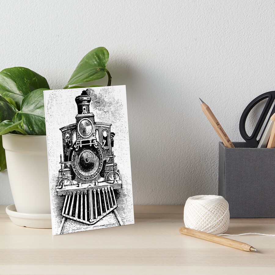 "Vintage Locomotive Train - Front Facing" Art Board Print by cartoon ...
