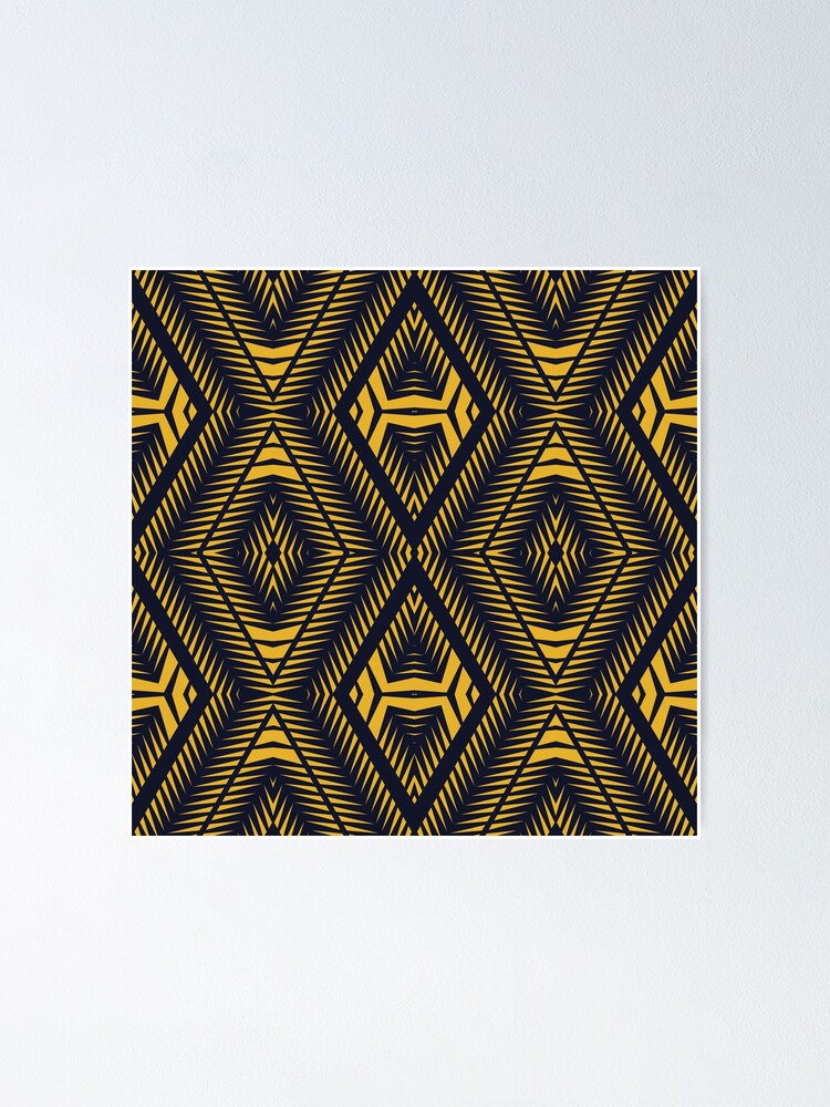 "Black and gold African tribal textile pattern art" Poster for Sale by ...
